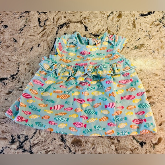 Dresses | Mini Bamba Blue Fish Dress With Ruffle And Keyhole Closure ...